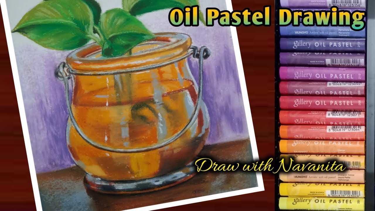 How to draw a glass vase with Oil Pastel/online class demo - YouTube