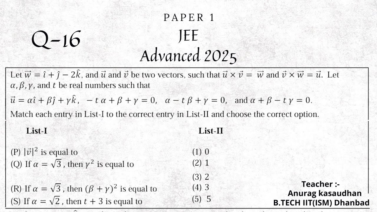 JEE Advanced 2025 Math Paper 1 (Q 16) solution | IIT JEE Maths | # ...