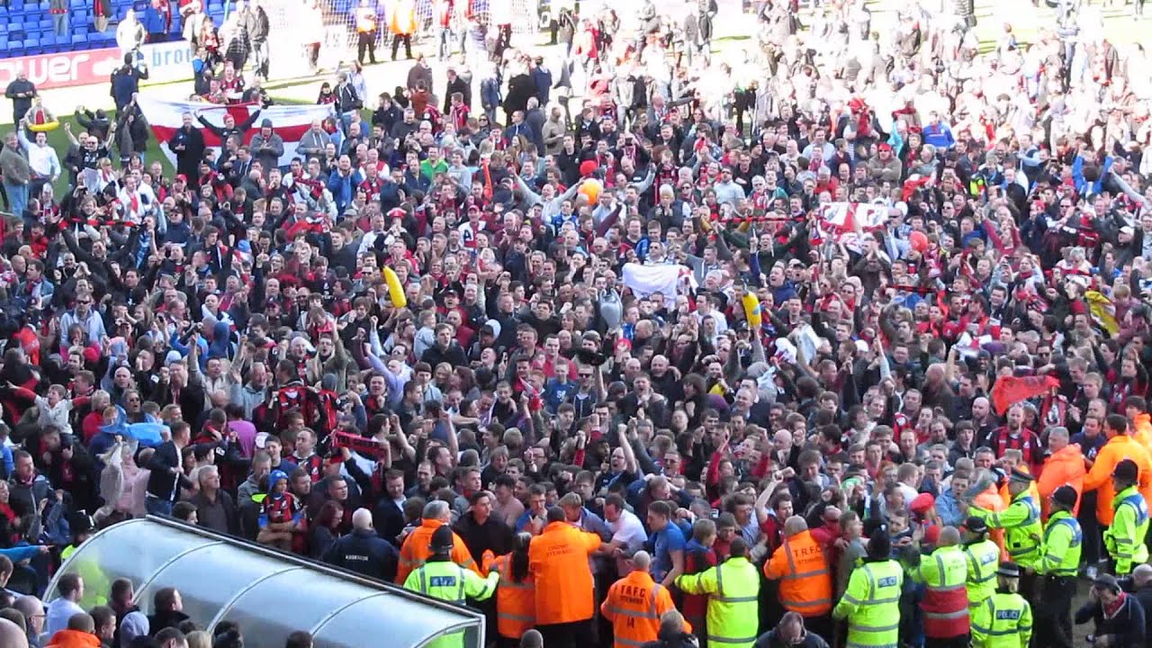 Bournemouth Fans celebrate on the pitch at Tranmere - YouTube