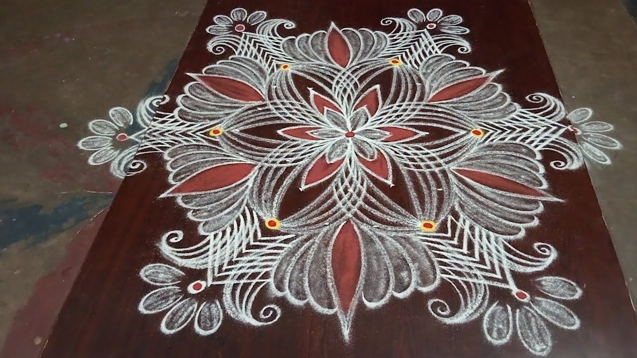 Chithirai madham special flower padi kolam/Friday simple padi kolamus ...