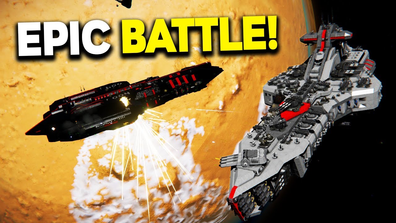 DREADNOUGHT vs BATTLECRUISER - Space Engineers EPIC Battle! - YouTube
