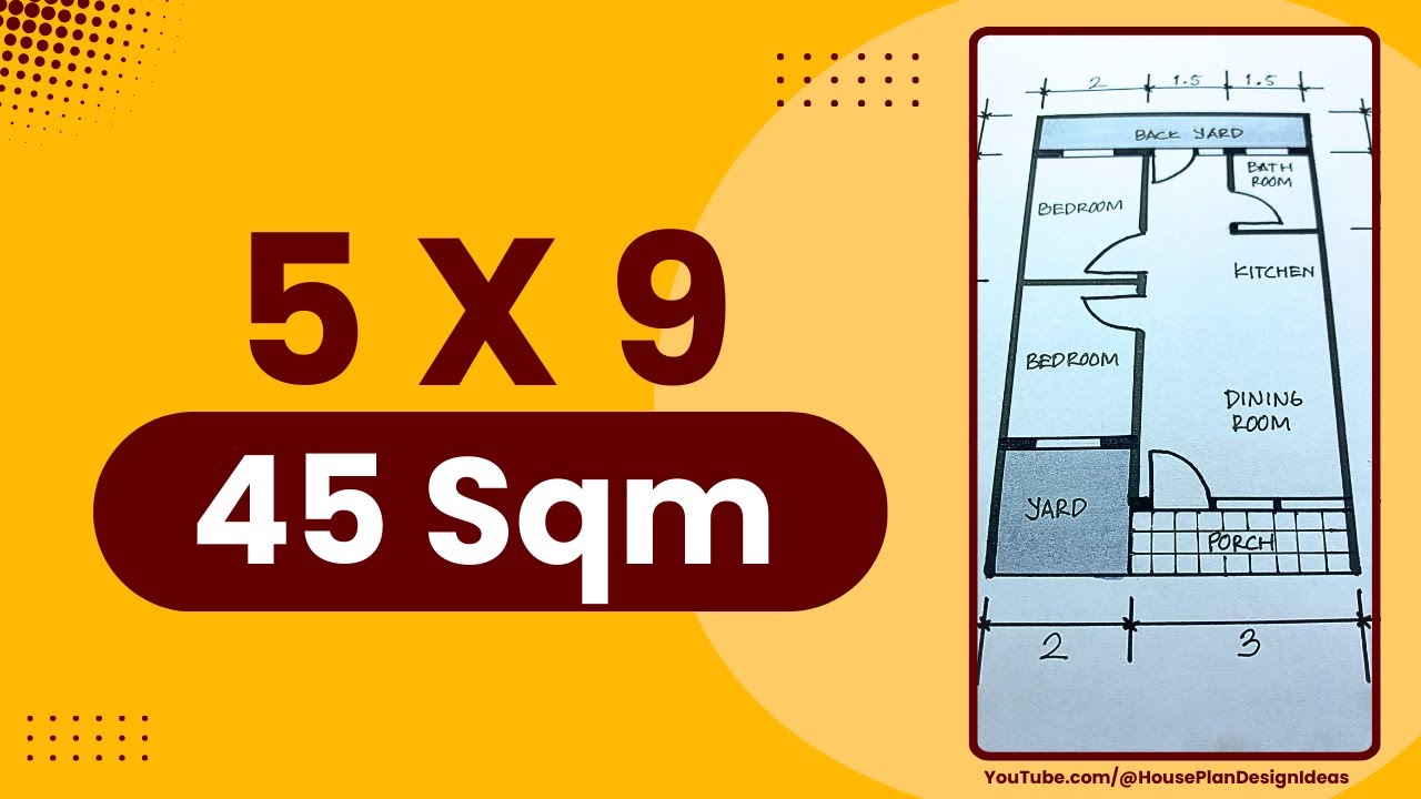 5x9 House Plan Design 45 square meter 2 Bedroom - YouTube