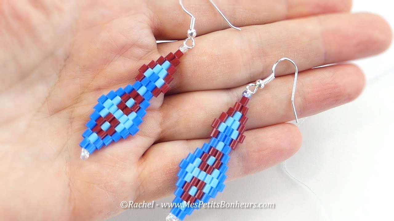 DIY - Boucles d'oreilles Double Losange - Tissage Brick Stitch Perles ...