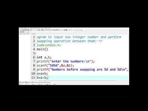 Program to perform the Swapping Operation in C Programming Language - YouTube