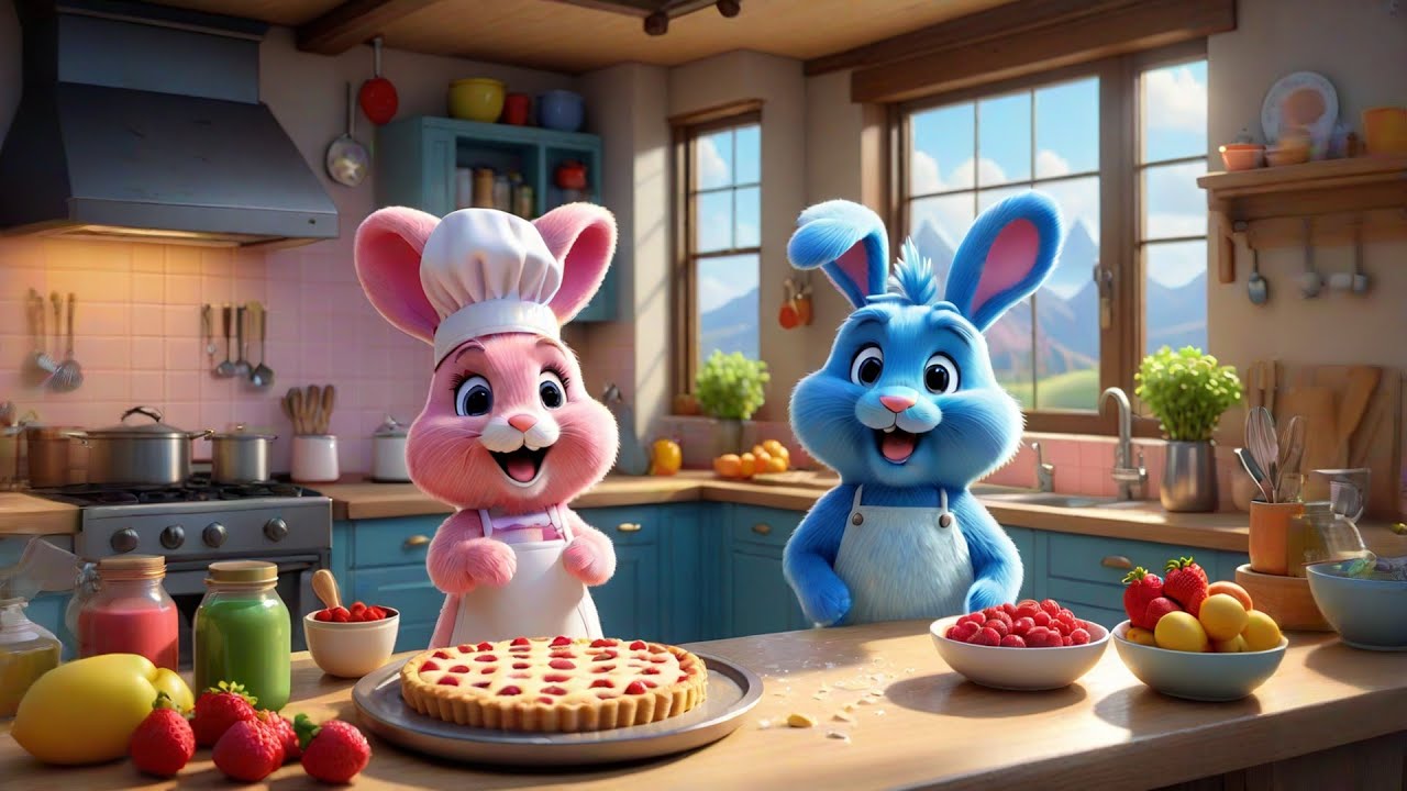 Five Fluffy Bunnies Bake a Pie | Fun Cooking Rhyme for Kids | Bunny ...