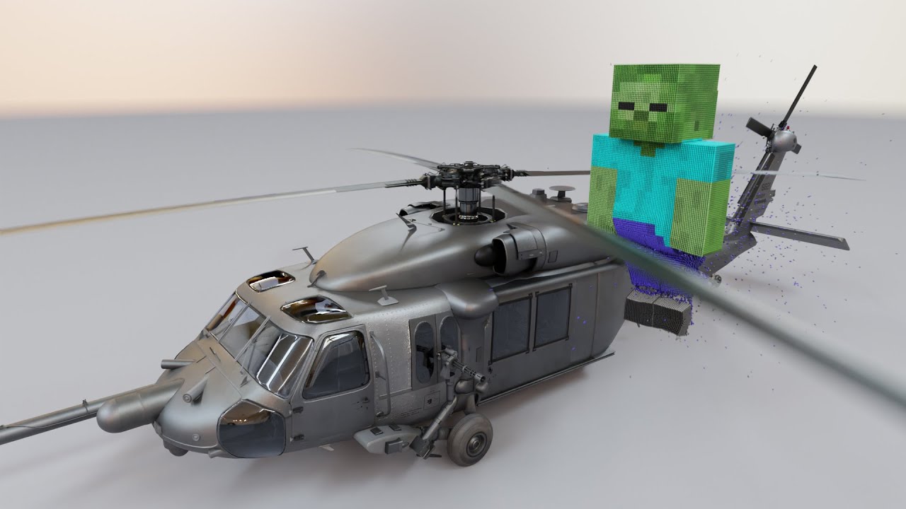 Atomic Ragdolls - Minecraft Zombies VS HELICOPTER realistic molecular ...