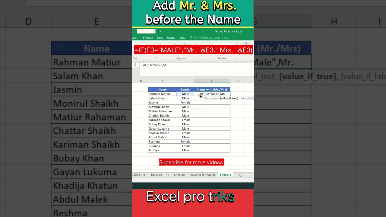 How To Add Mr And Mrs Gender In Excel if Formula In Excel How To Add Mr And Mrs Gender In Excel if Formula In Excel