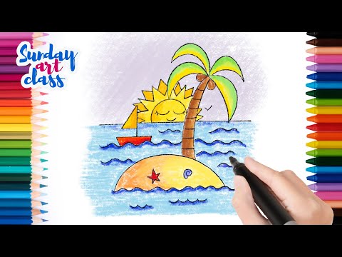 How to Draw a Island - Draw for Kids | Sunday Art Class - YouTube