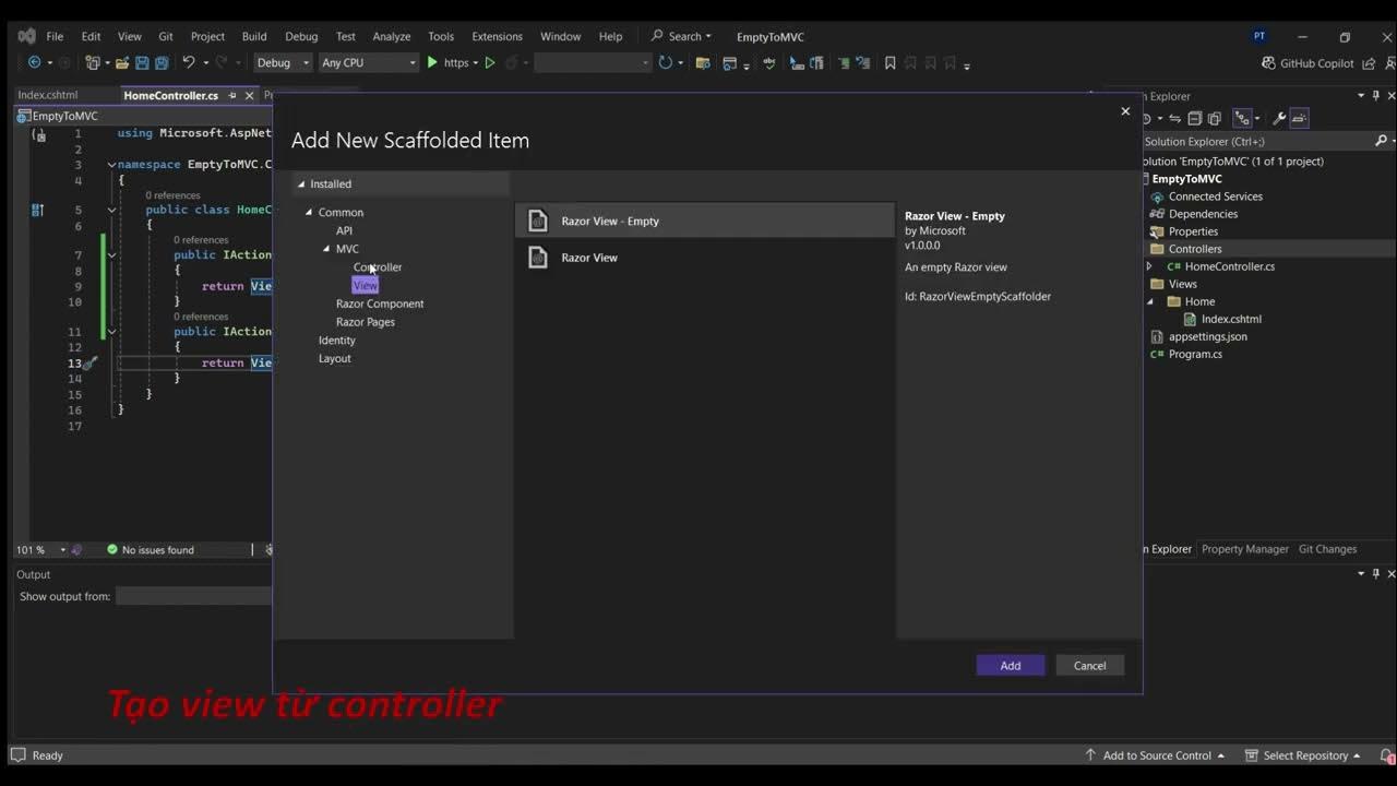 Tạo ASP.NET Core Web App MVC từ ASP.NET Core Empty trên Visual Studio 2022 - YouTube