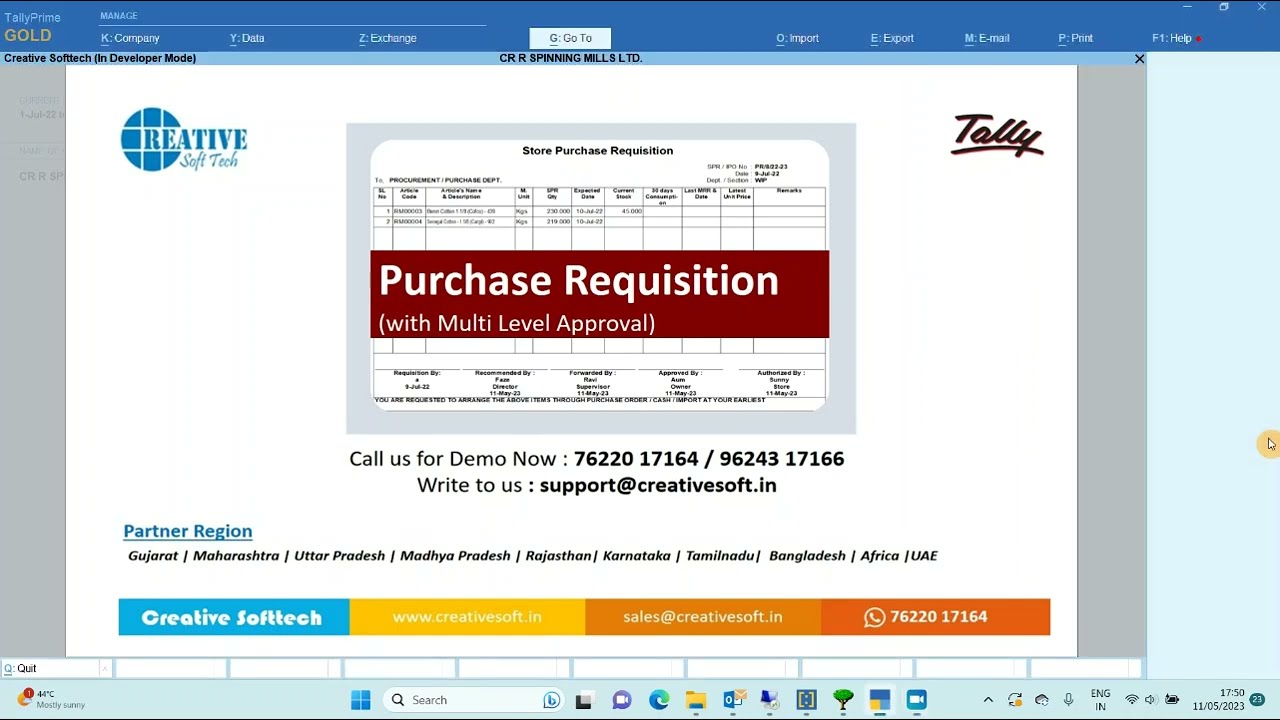 Store Purchase Requisition In Tally Prime Add on Creative Softtech Store Purchase Requisition In Tally Prime Add on Creative Softtech