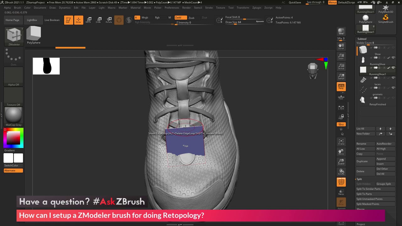ZBrush 2021: Ретопология с помощью zmodeler - YouTube