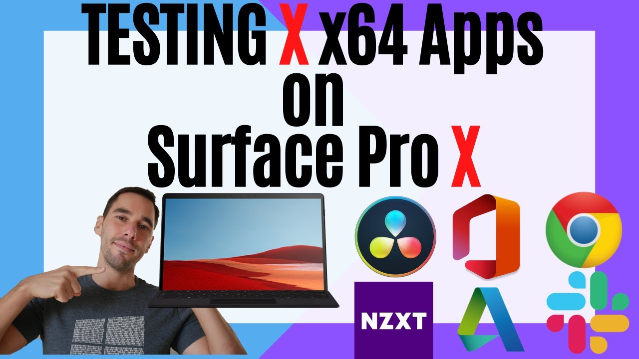 Surface Pro X Testing 10 x64bit applications - YouTube