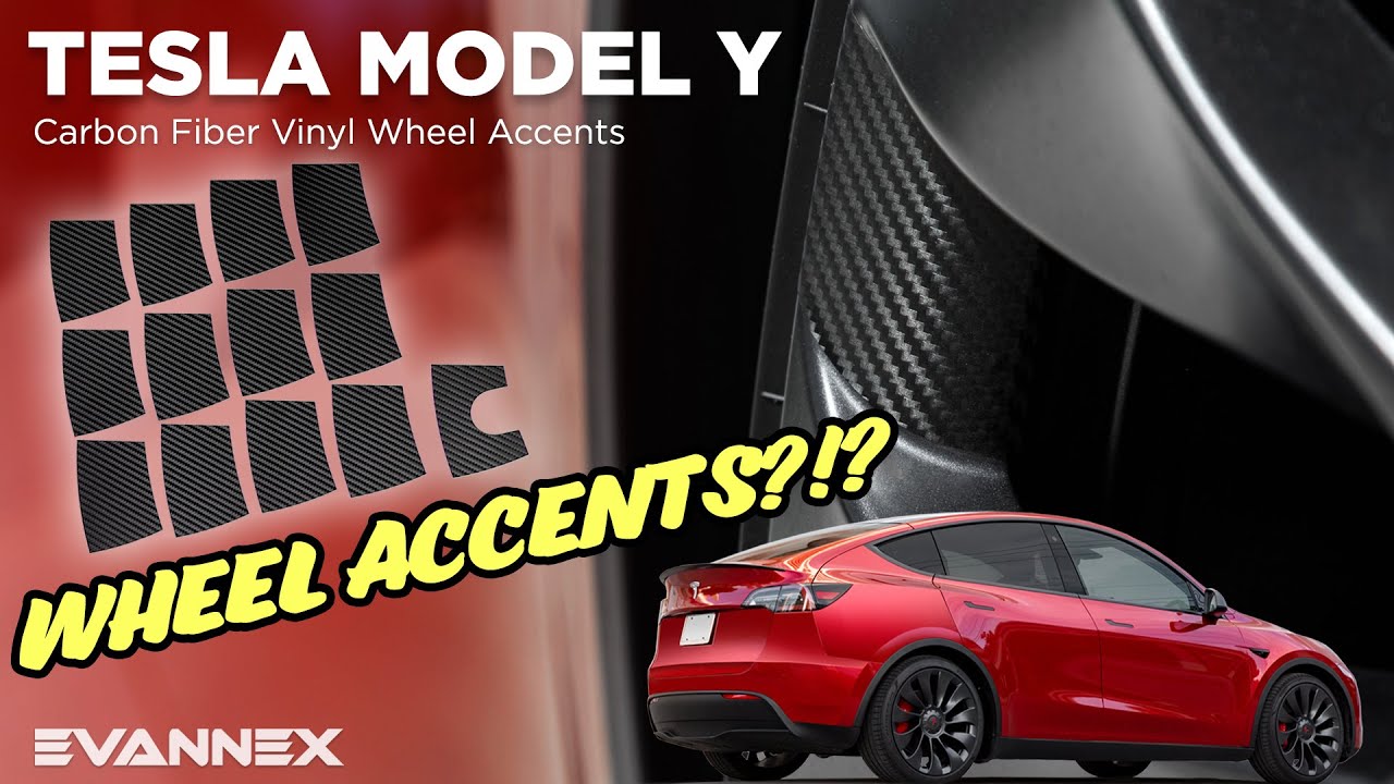 Tesla Model Y vinyl wheel accents - carbon fiber look - YouTube