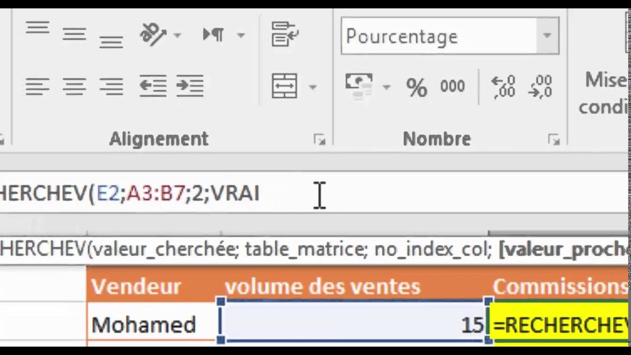 La fonction RECHERCHEV d'Excel à travers les exemples - YouTube