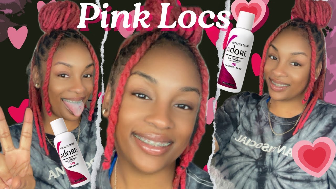 COLORING MY LOCS PINK 💗 USING ADORE DYE - YouTube