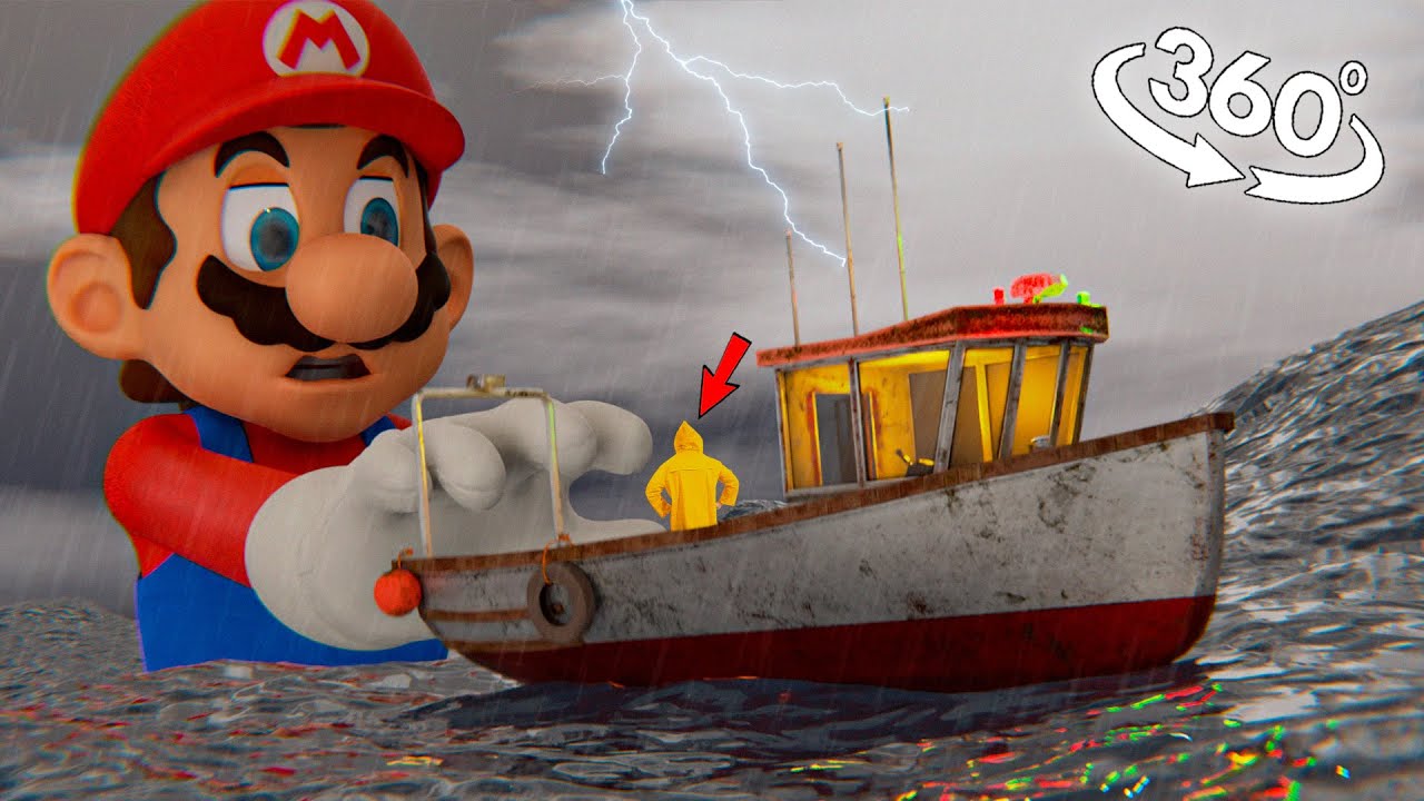 360° GIANT Mario сame out of the depths of the SEA! / VR video 4K - YouTube