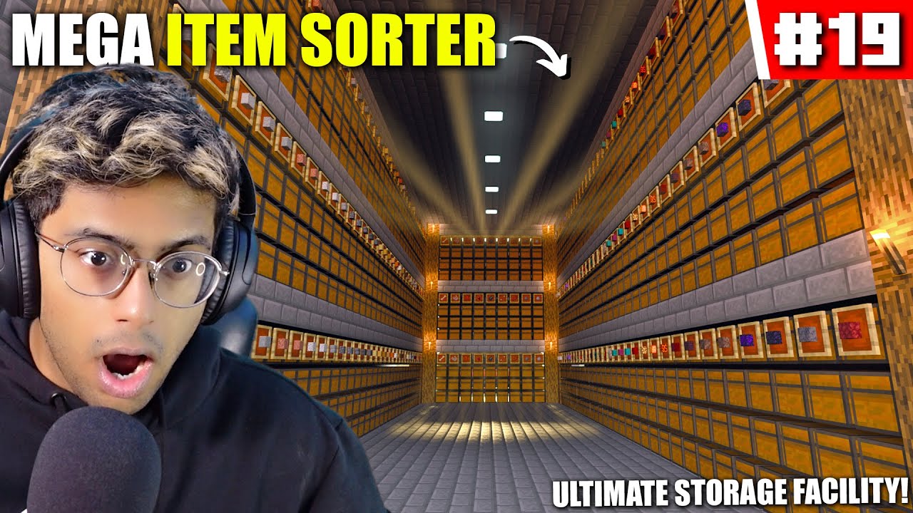I FINALLY BUILT *MEGA ITEM SORTER* - Minecraft SURVIVAL #19 - YouTube