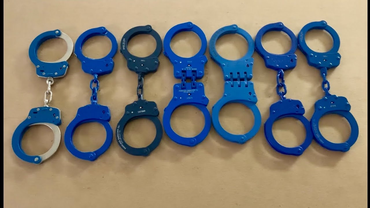 Every blue handcuff I own! A total of seven! - YouTube