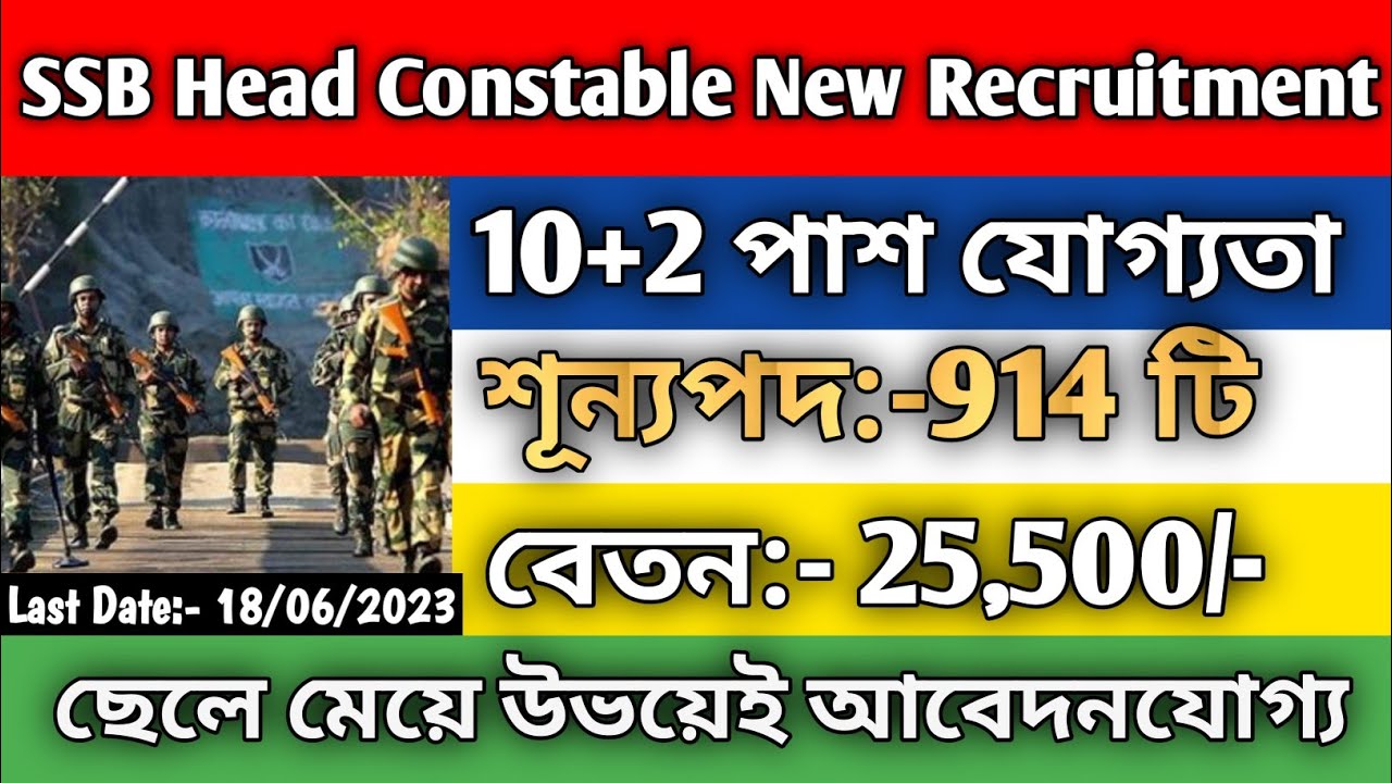 SSB Head Constable Recruitment 2023 🚀 SSB New Recruitment Notification ...