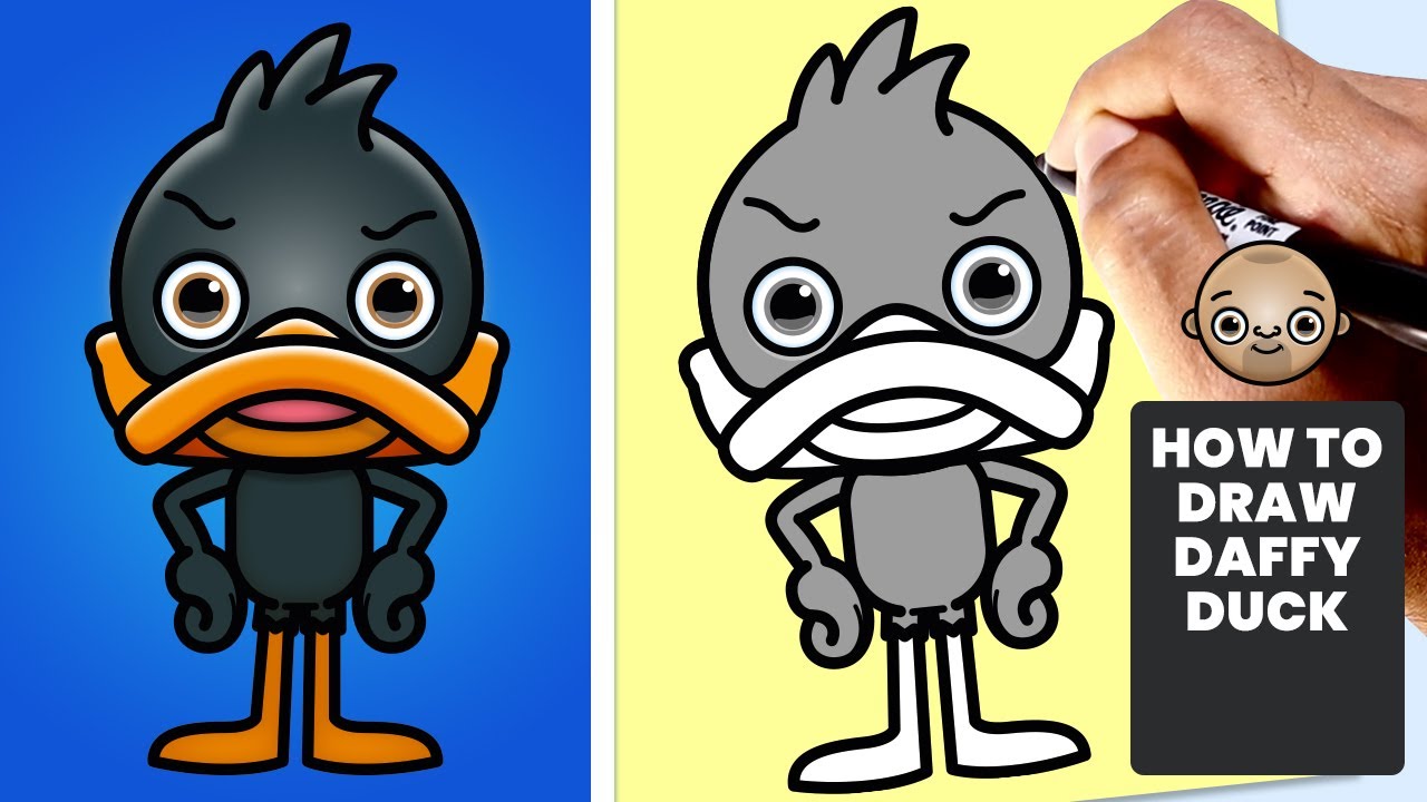 HOW TO DRAW Daffy Duck step by step easy 🦆 (Space Jam 2) ️ Sharpie ...