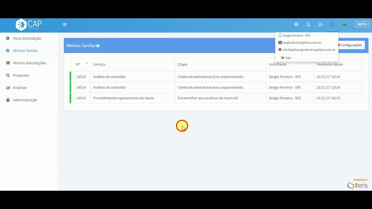 Iteris CAP Workflow - Minhas Tarefas - YouTube