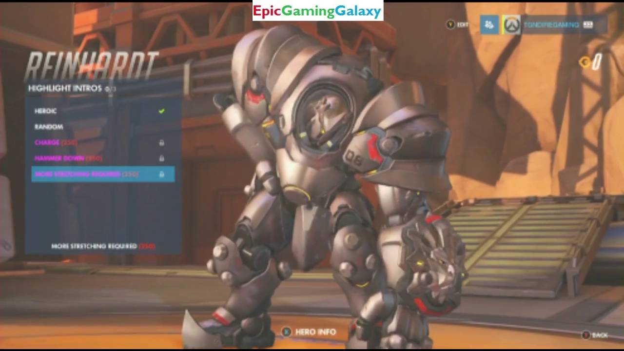 All The Unlockable Highlight Intros Revealed For Reinhardt The Tank ...