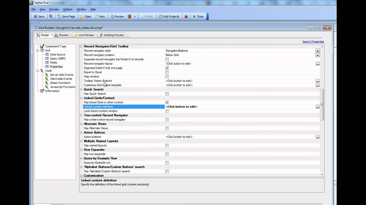 V11 Positioning a Grid's Linked Content Sections Precisely Part 1 - YouTube