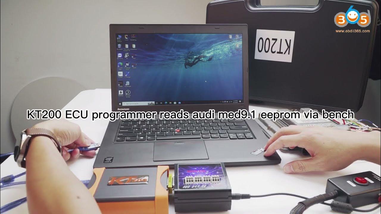 KT200 ECU Programmer read Audi MED9.1 eeprom obdii365 - YouTube