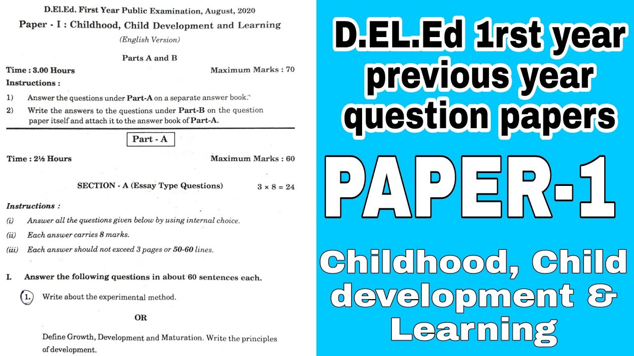 AP D.El.Ed english medium question papers || PAPER 1 || Childhood,child ...