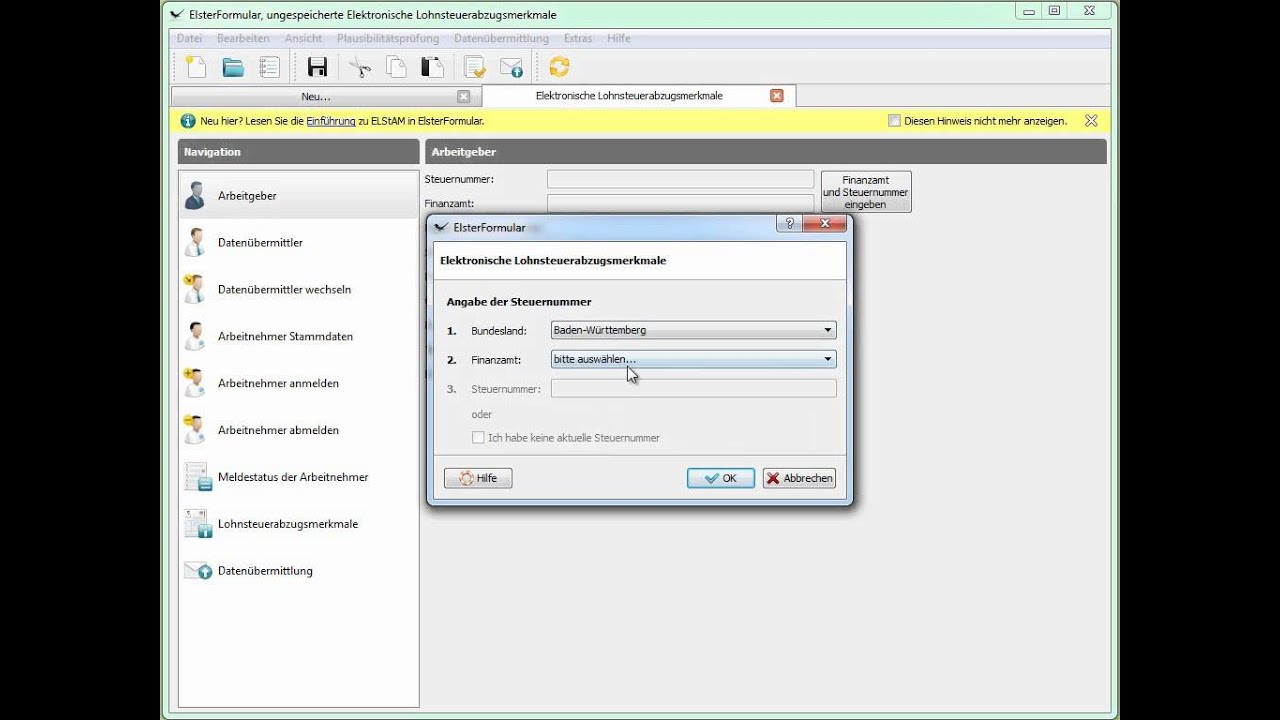 ELStAM für Arbeitgeber mit ElsterFormular - Teil 1 - YouTube