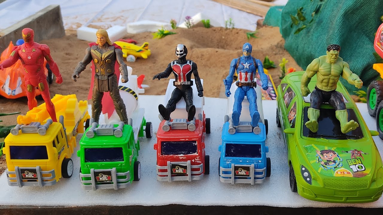 Gadi wala cartoon! superhero car truck! assemble toy vehicles!! - YouTube