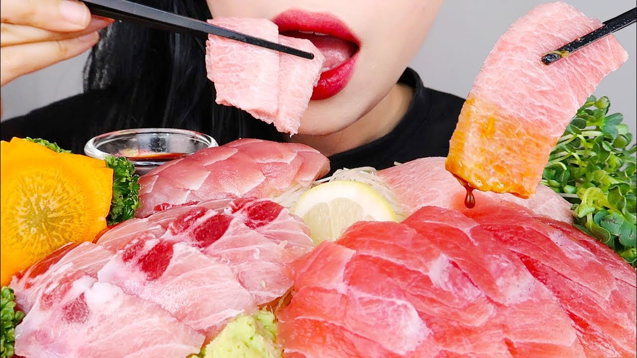 ASMR TUNA 참치회 먹방 *RAW FISH* NO TALKING EATING SOUNDS MUKBANG KOREAN ...