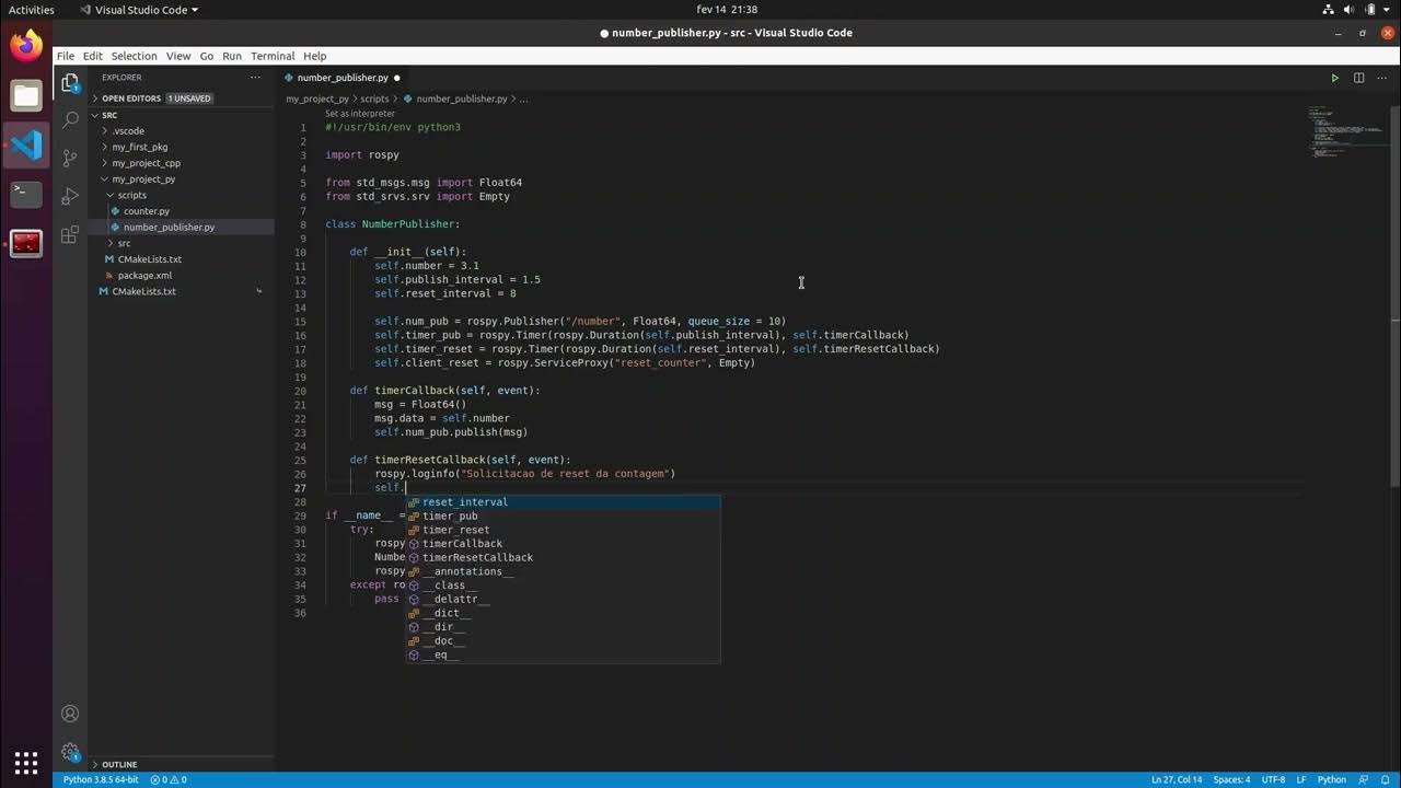 ROS Service client em Python - YouTube