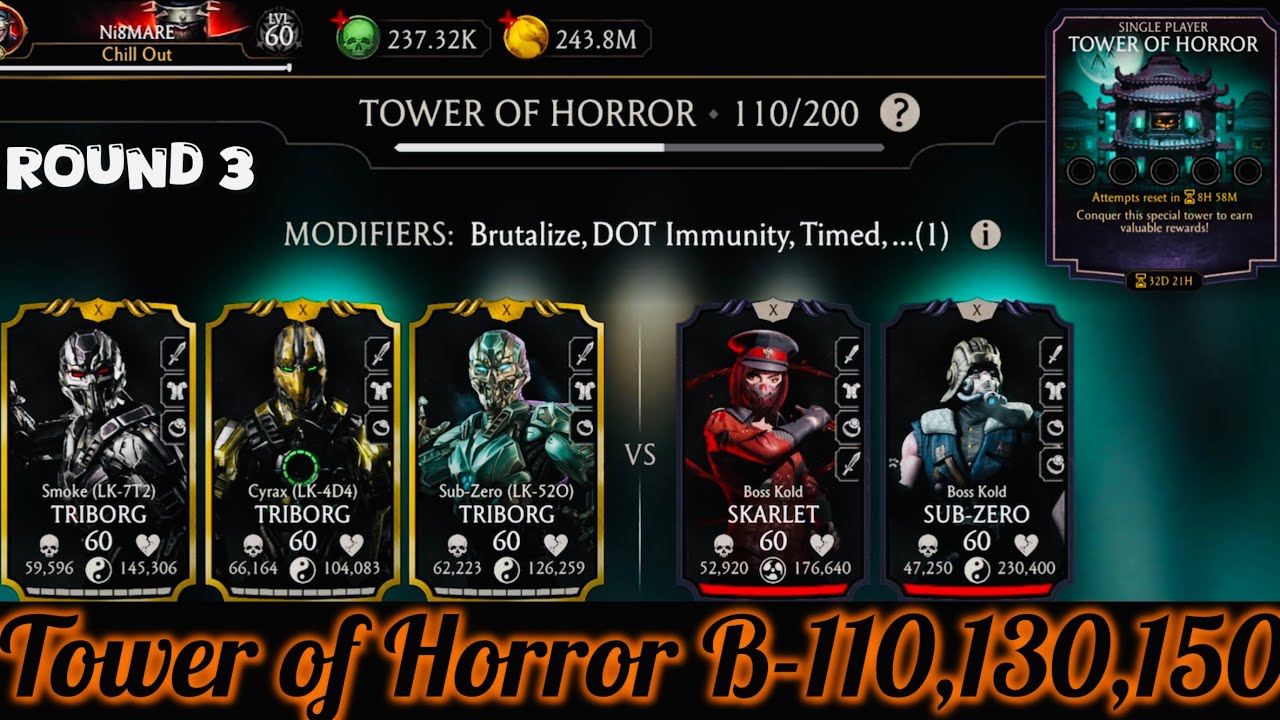 Tower of Horror Boss Battle 110,130 & 150 Fight + Reward MK Mobile ...