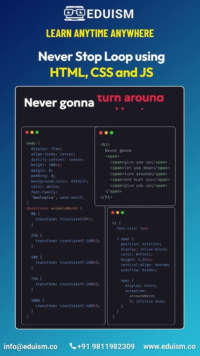 Never Stop Loop Using Html Css And Js Css Html Javascript Ai Ml Webdev