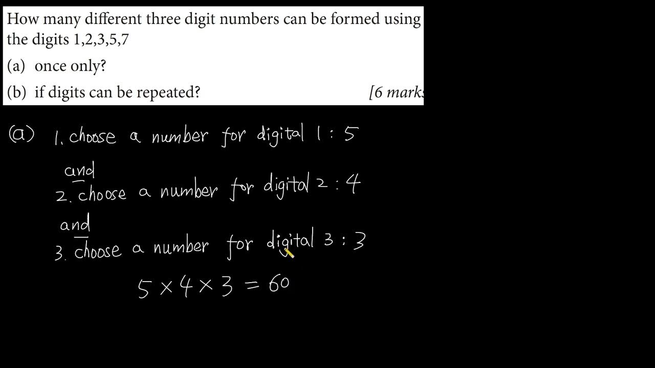 How many different three digit numbers can be formed using the digits 1,2,3,5,7 - YouTube
