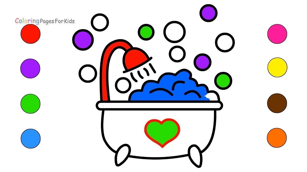 How To Draw Baby BATH TUB Bathroom Coloring Pages For Kids Children ...