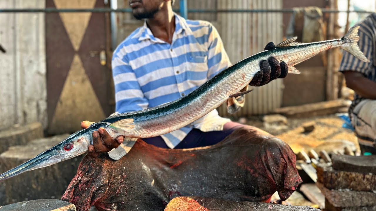 INCREDIBLE FRESH GREENY OOSI KOLA FISH CUTTING🔪KASIMEDU FISH CUTTING🔪KF ...