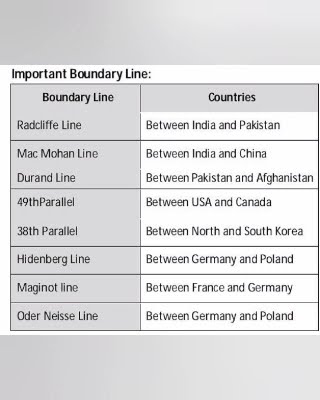 Important Boundary Line and border distribution #upsc #upscprelims2024 ...