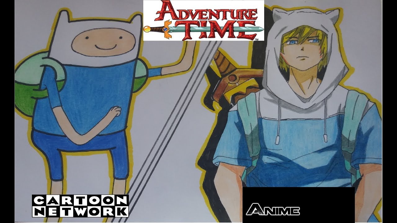 Dibujando a FINN de Adventure Time / Version CARTOON y ANIME ( speed ...