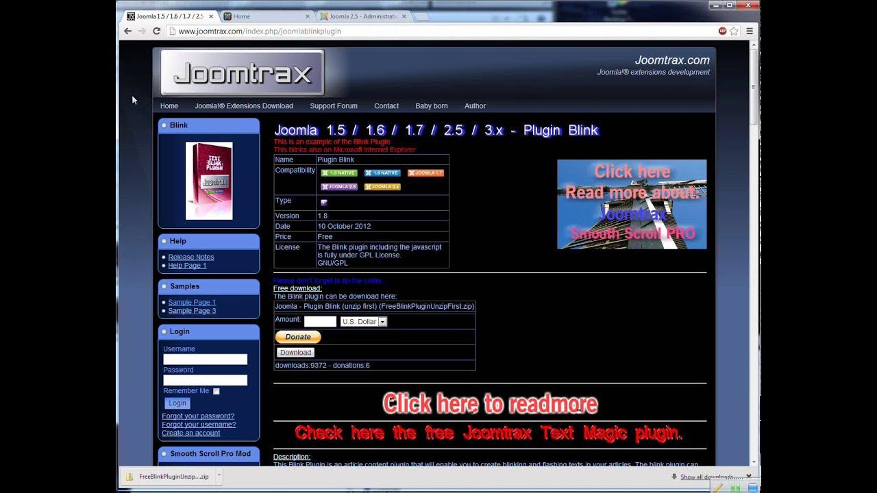 Joomtrax - Joomla Text blink plugin - YouTube