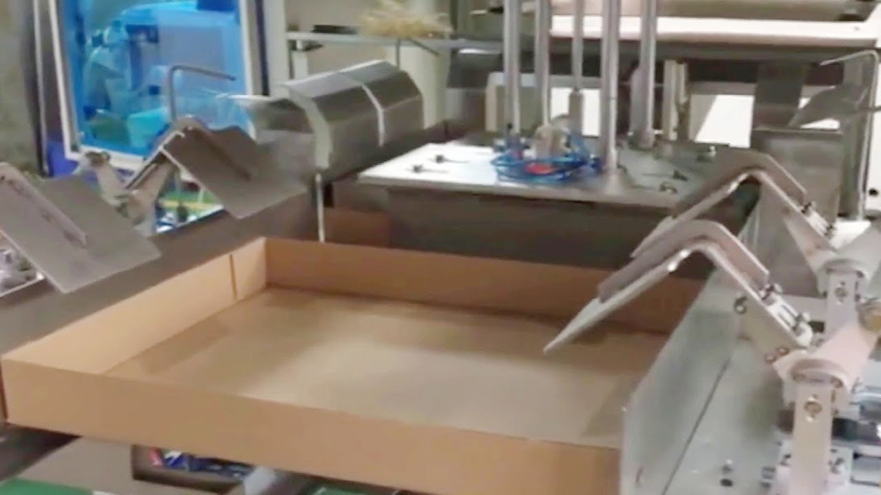 tray cartons folding forming with hot melt glue spraying sealing ...