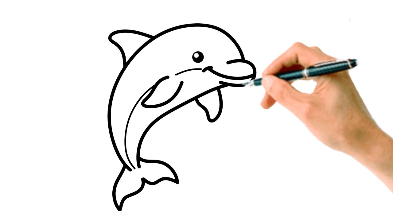How To Draw A Dolphin Easy Ste by step Tutorial for Kids - YouTube