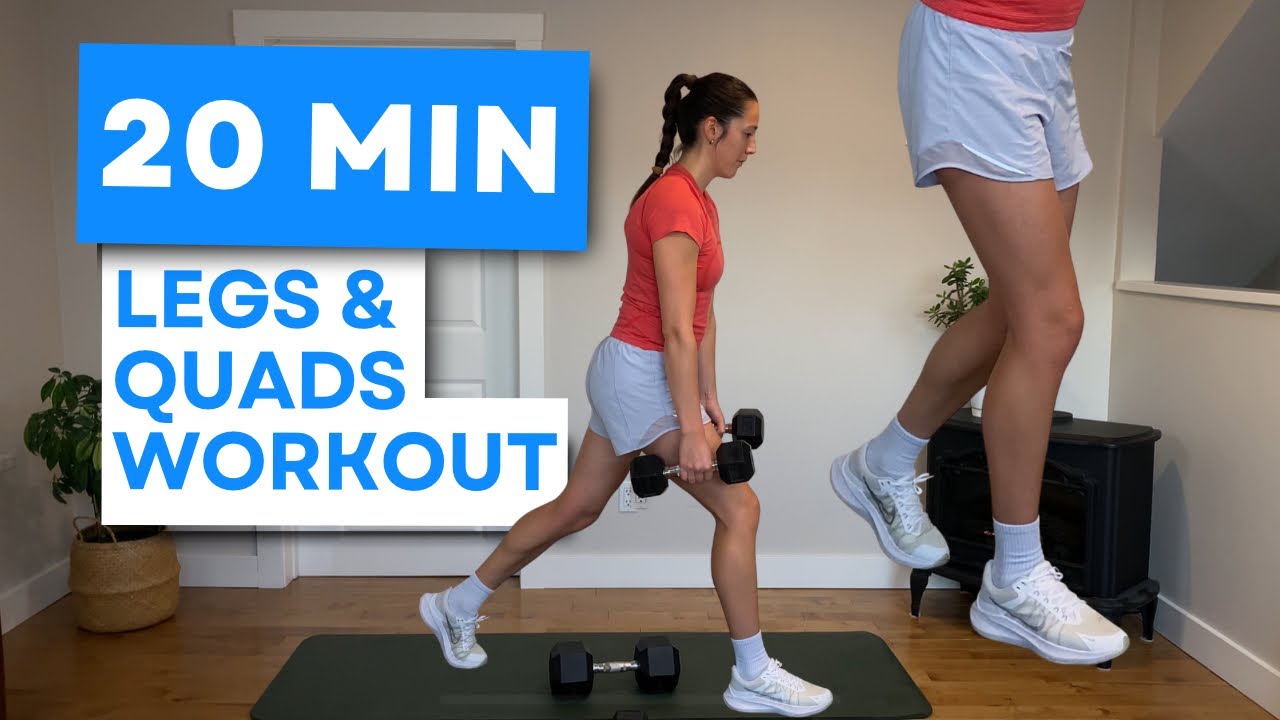 20 Min LEG Workout with QUAD Focus | AT HOME with Dumbbells | Strength ...