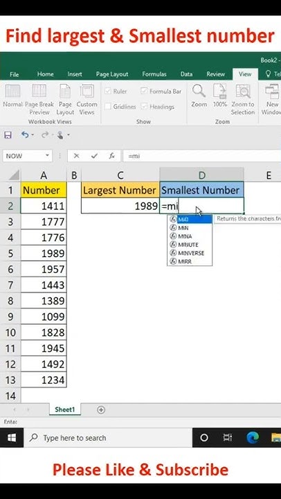 find Largest and Smallest number in excel #excel #shorts - YouTube