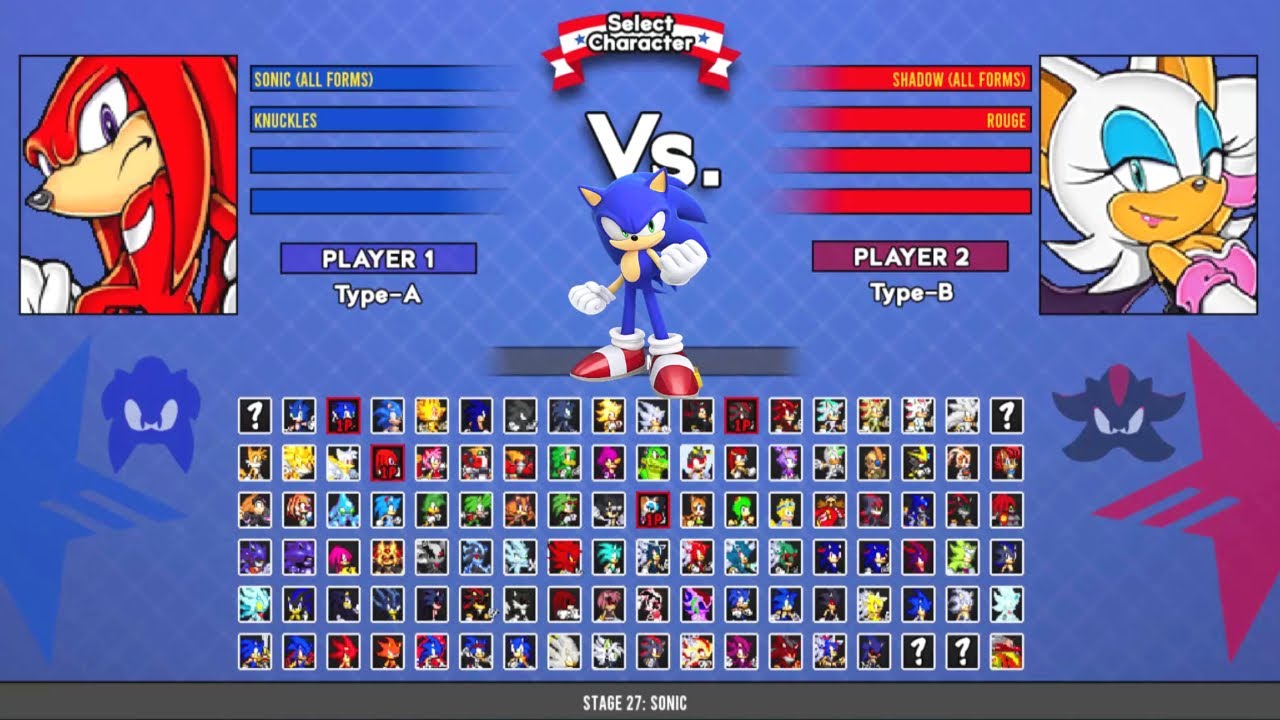 Sonic all forms & Knuckles VS Shadow all forms I Sonic Mugen Battle HD ...