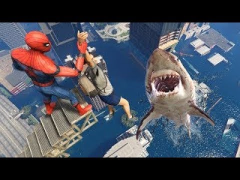 Epic - Spiderman water ragdolls (Euphoria physics) GTA 5 : Örümcek adam vs köpek balığı - Spiderman