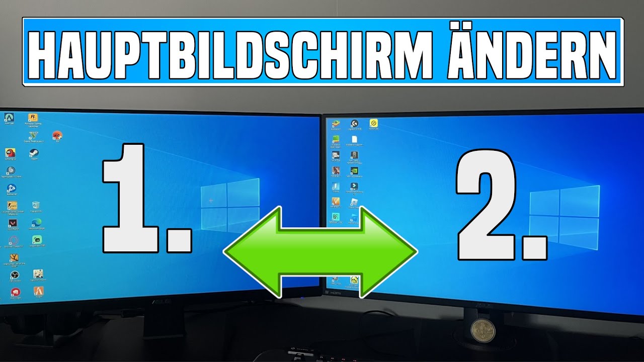 Windows Hauptbildschirm ändern | Windows Monitor 1 und 2 tauschen - YouTube