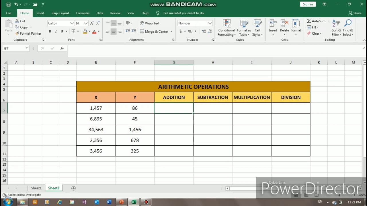Arithmetic Operations Using Ms Excel Tutorial - Youtube