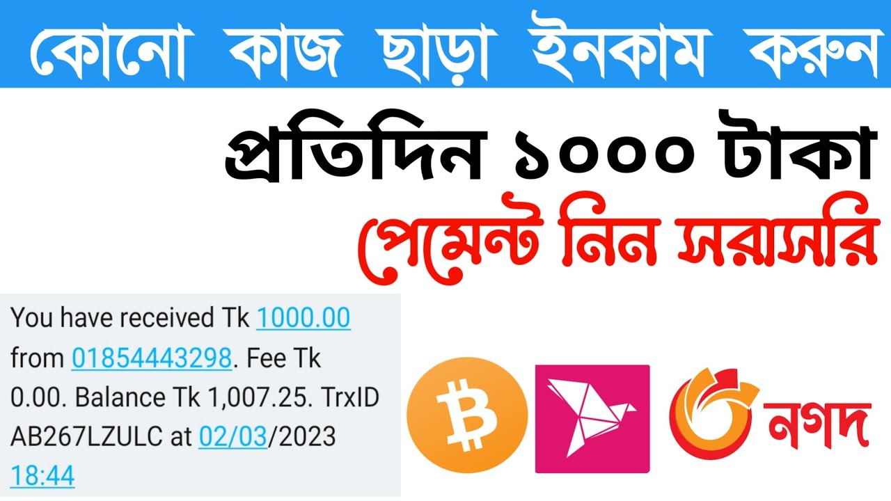 How to Earn 1000 Taka Daily | Online Income bd Payment Bkash | Online Earning 2023 | new website ...